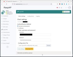 【Raspberry Pi】RaspAPとOpenVPNを使ってVPNクライアントルーターを作成する