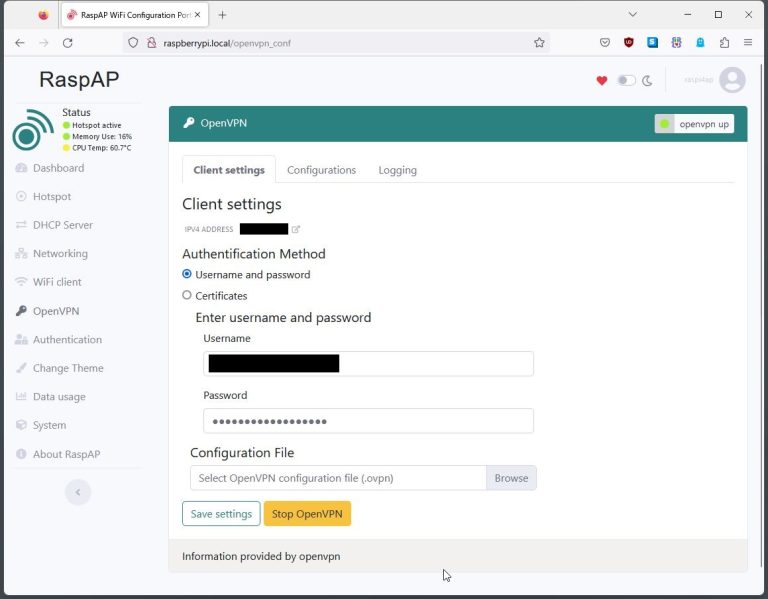【Raspberry Pi】RaspAPとOpenVPNを使ってVPNクライアントルーターを作成する
